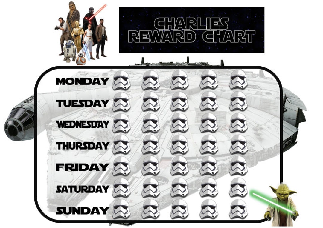 Personalised Star Wars Inspired Theme Millennium Falcon Reward Chart A4 ...