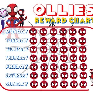 Personalised Spidey and His Amazing Friends Reward Chart A4 Laminated ...