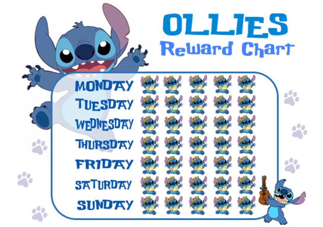 Personalised Stitch Reward Chart Poster and Sticker Stars - Etsy