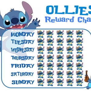 Personalised Stitch Reward Chart Poster and Sticker Stars - Etsy UK