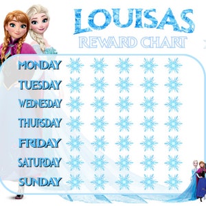 Personalised Frozen Elsa Anna Princess Character Kids Reward Chart A4 ...