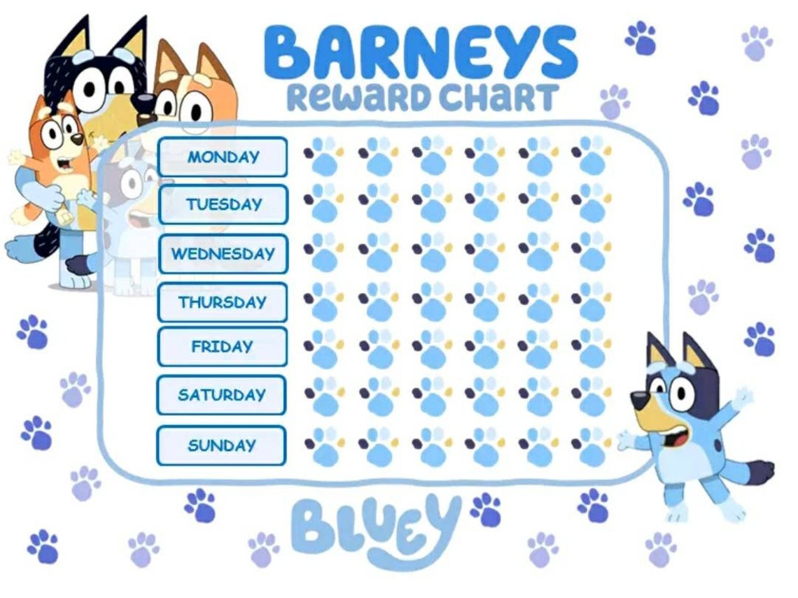 Personalised Bluey Reward Chart Poster and Sticker Stars - Etsy Denmark