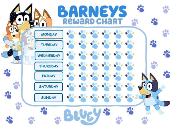 Personalised Bluey Reward Chart Poster and Sticker Stars - Etsy Israel