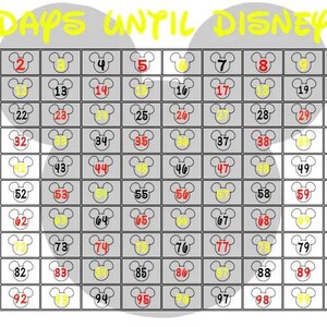 100 Days Until Disney A4 Laminated Mickey Mouse Countdown - Etsy UK