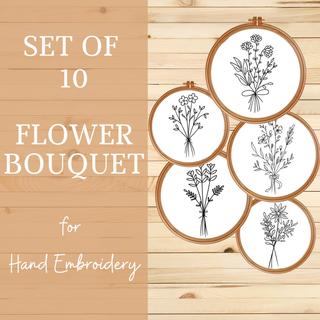 Flower Bouquet Hand Embroidery Pattern: 10 Floral Designs (PDF Pattern ...
