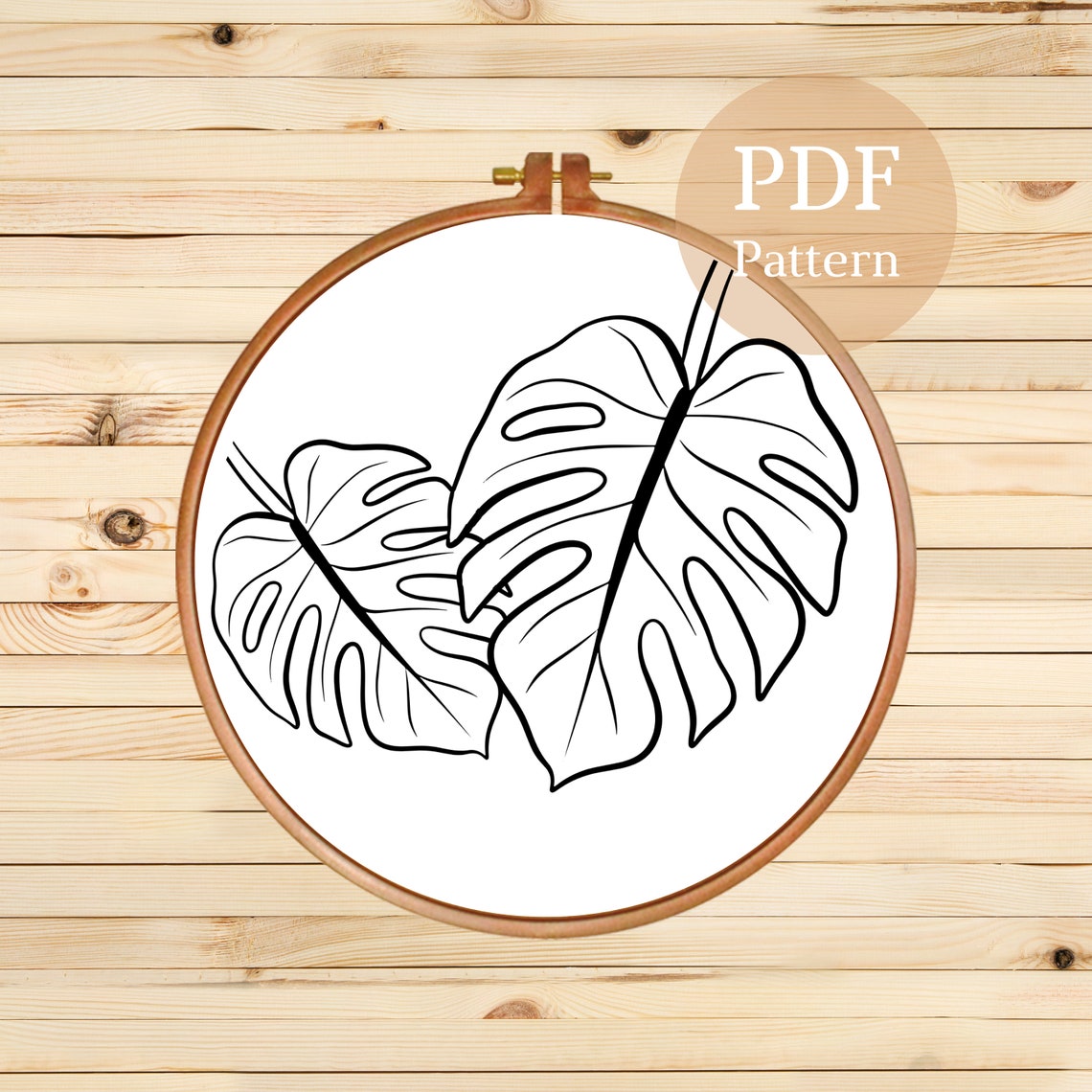 Monstera Hand Embroidery PDF Pattern, Instant Download, Modern ...