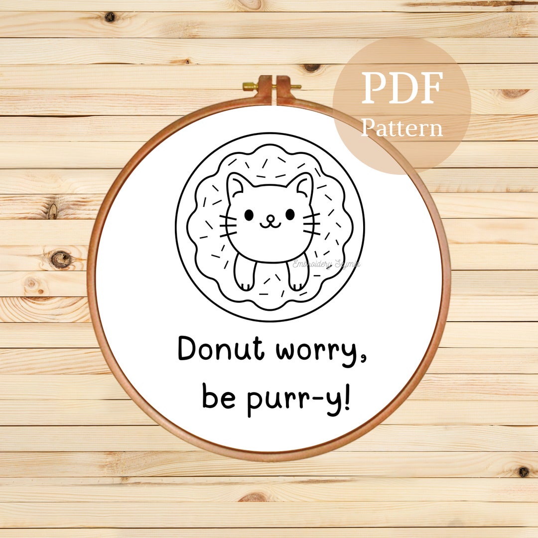 Cat Hand Embroidery Design, Cute Cat Embroidery PDF Pattern, Kitty ...