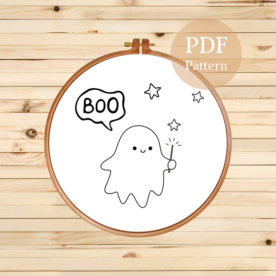 Halloween Ghost Embroidery Pattern, Instant Download PDF, Autumn Hand ...