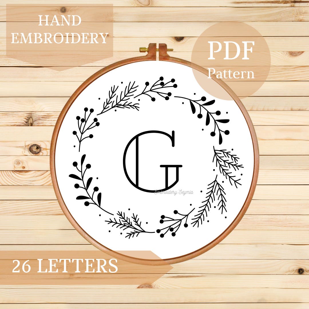Floral Monogram Embroidery Pattern: 26 Letter Designs (PDF Pattern) - Etsy