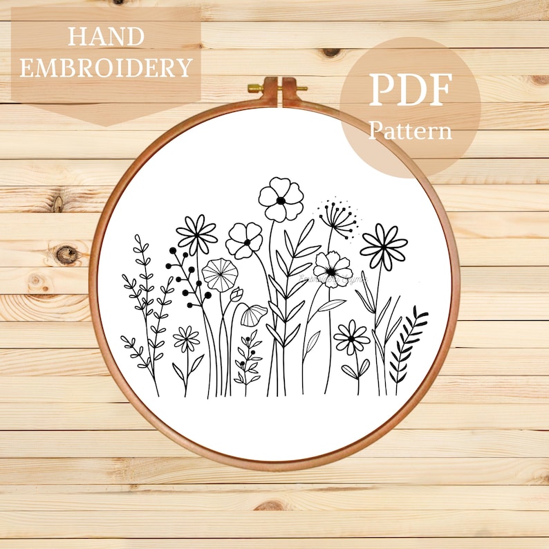 Floral Embroidery Pattern: Botanical Design (PDF Pattern) - Etsy