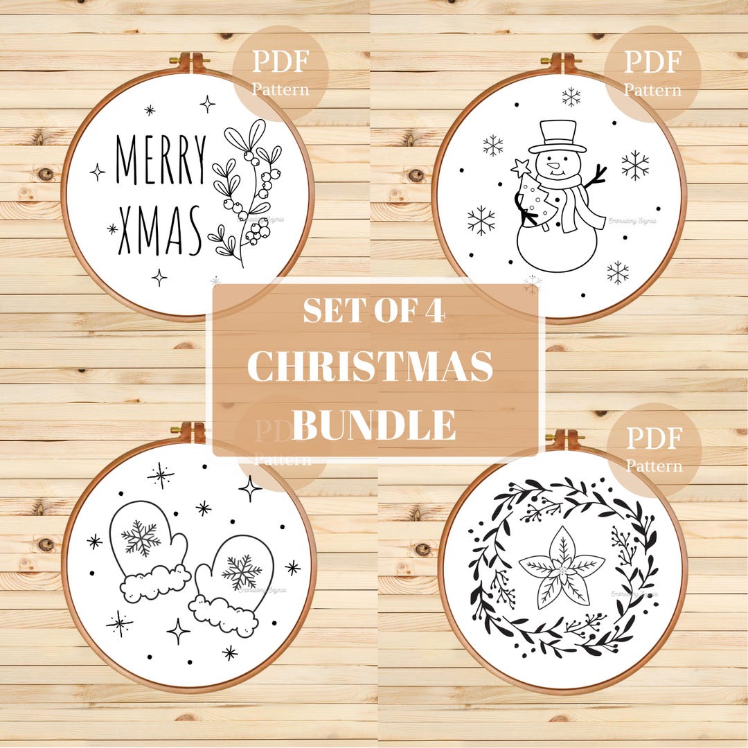Christmas Embroidery PDF Pattern Bundle, Christmas Embroidery Home ...