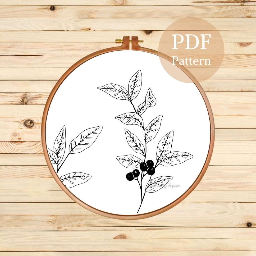 Berry Embroidery Pattern: Floral Botanical Design (PDF Pattern) - Etsy