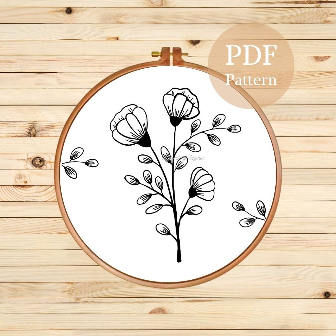 Flower Embroidery Design, Hand Embroidery PDF Pattern, Instant Download ...