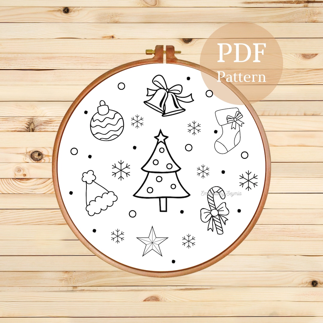 Christmas Hand Embroidery Pattern, Merry Christmas Design, Embroidery ...