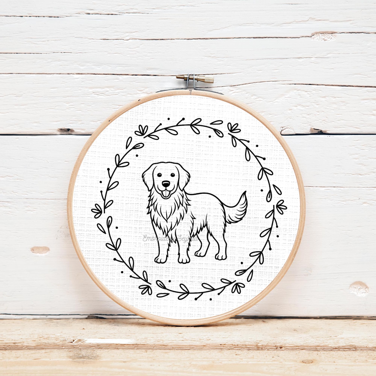 Golden Retriever Hand Embroidery Pattern, Dog Design (PDF Template) - Etsy
