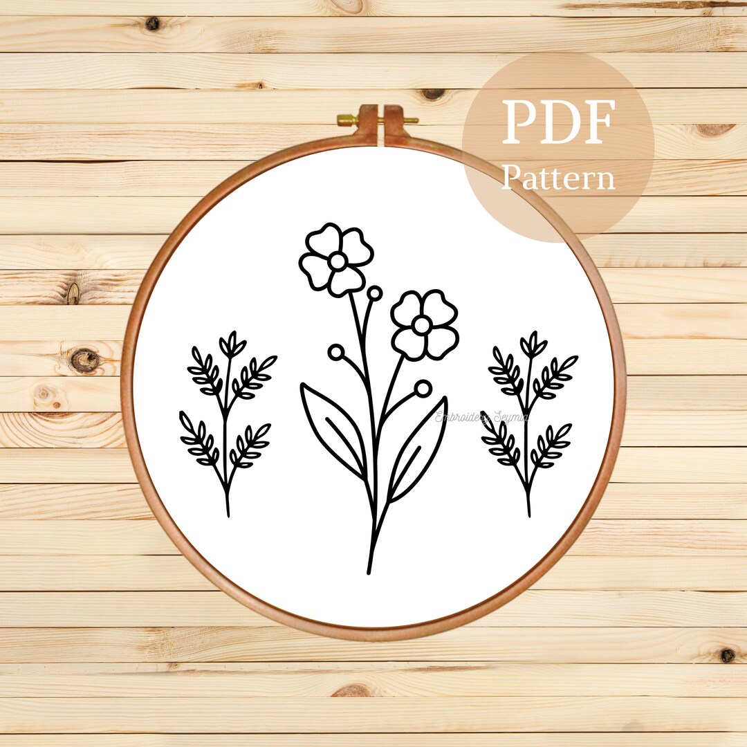 Flower Embroidery Pattern for Beginners: Instant Download (PDF) - Etsy