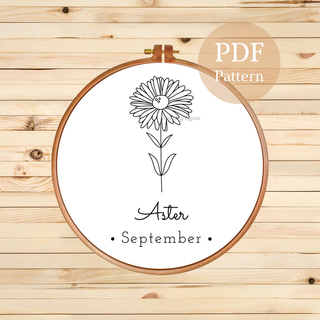 September Birth Month Flower Hand Embroidery Design, Instant Download Embroidery PDF Pattern ...