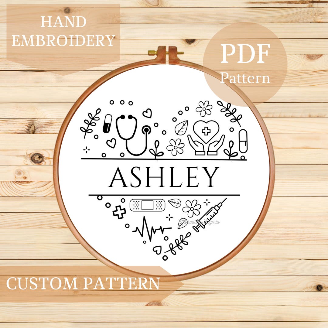 Personalized Medical Hand Embroidery Pattern – Medical Symbol DIY Hoop ...