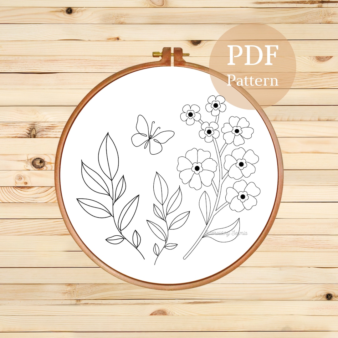 Floral Hand Embroidery Pattern: Beginner DIY Template (PDF Pattern) - Etsy