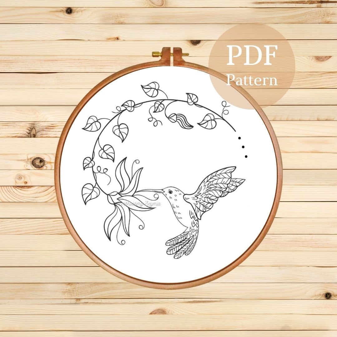 Hummingbird Embroidery Pattern, Instant Download Hand Embroidery PDF ...