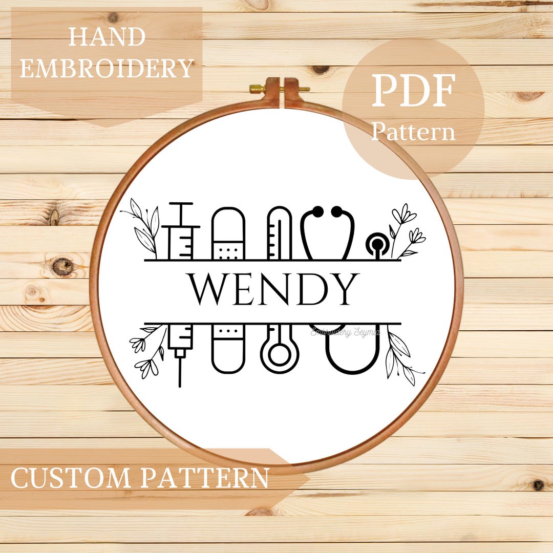 Personalized Medical Hand Embroidery Pattern – Medical Symbol DIY Hoop ...