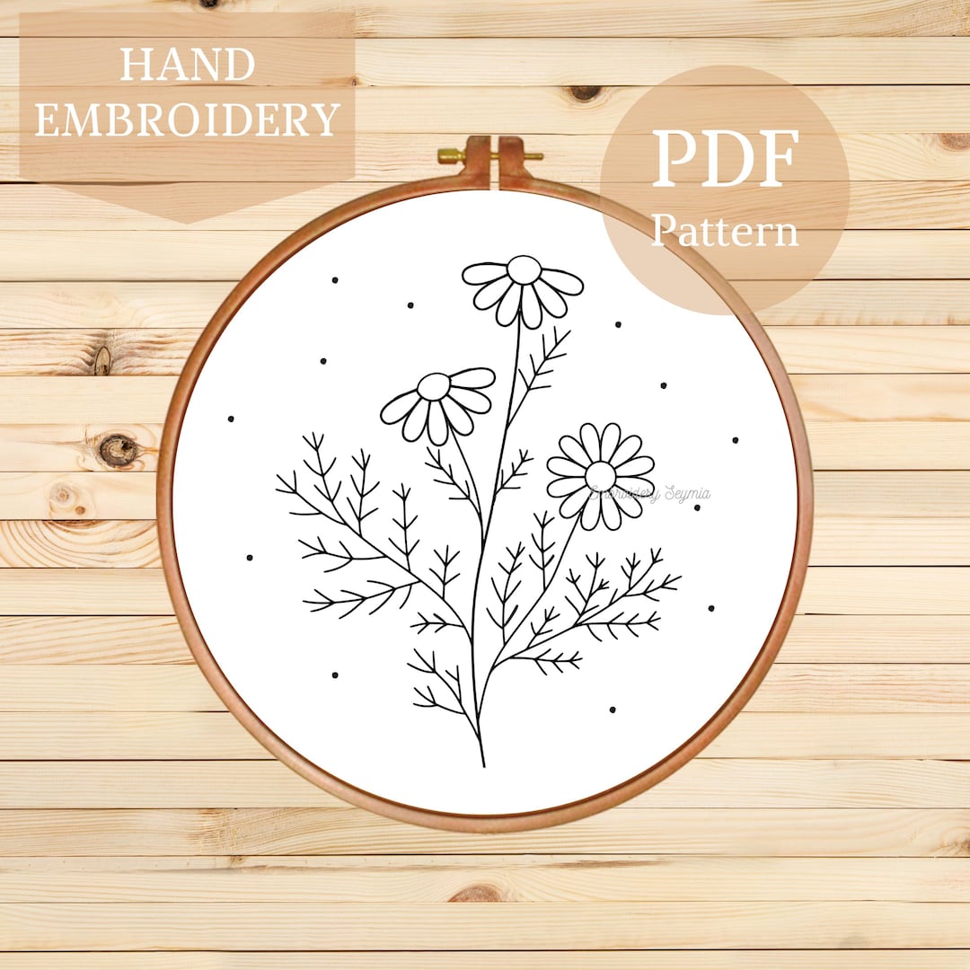 Daisy Embroidery Pattern: Beginner Floral Design (PDF Digital Download ...