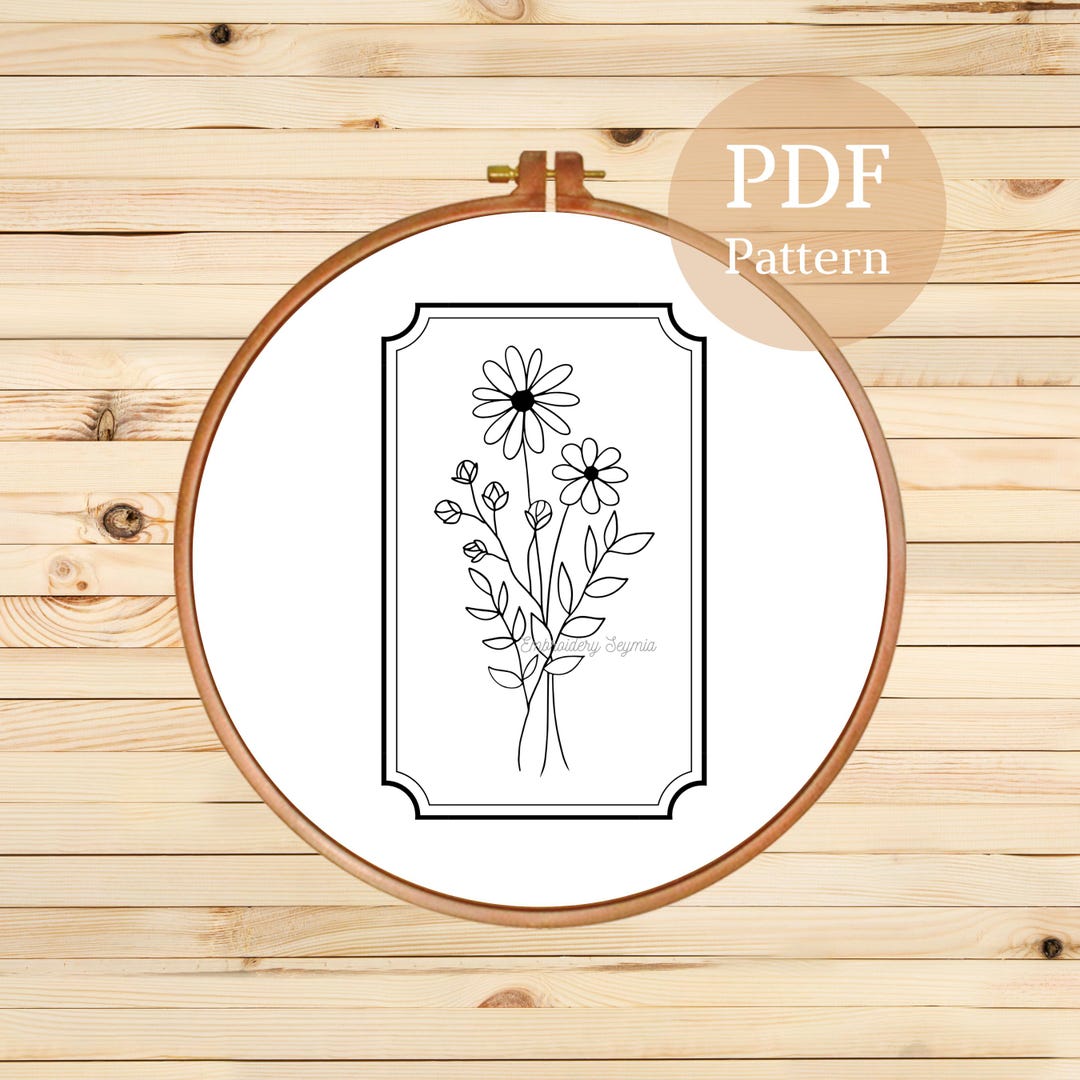 Floral Hand Embroidery Design: Flower Embroidery Template (PDF Pattern ...