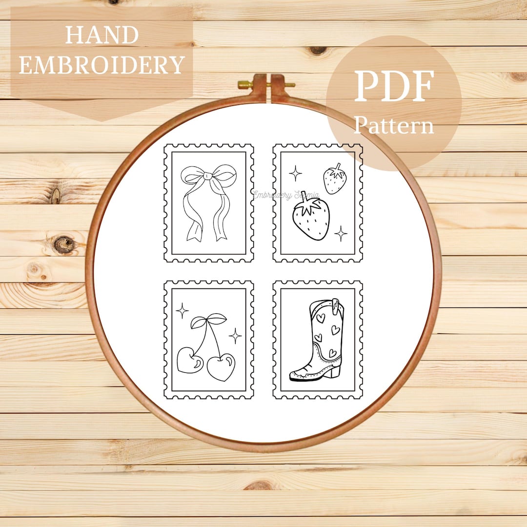 Fruit & Western Boot Hand Embroidery Pattern: Beginner DIY (PDF ...