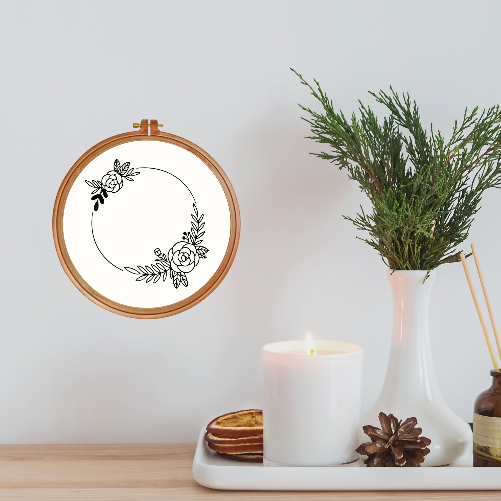 Floral Embroidery Frame Pattern Bundle: DIY Wreath Designs (PDF ...