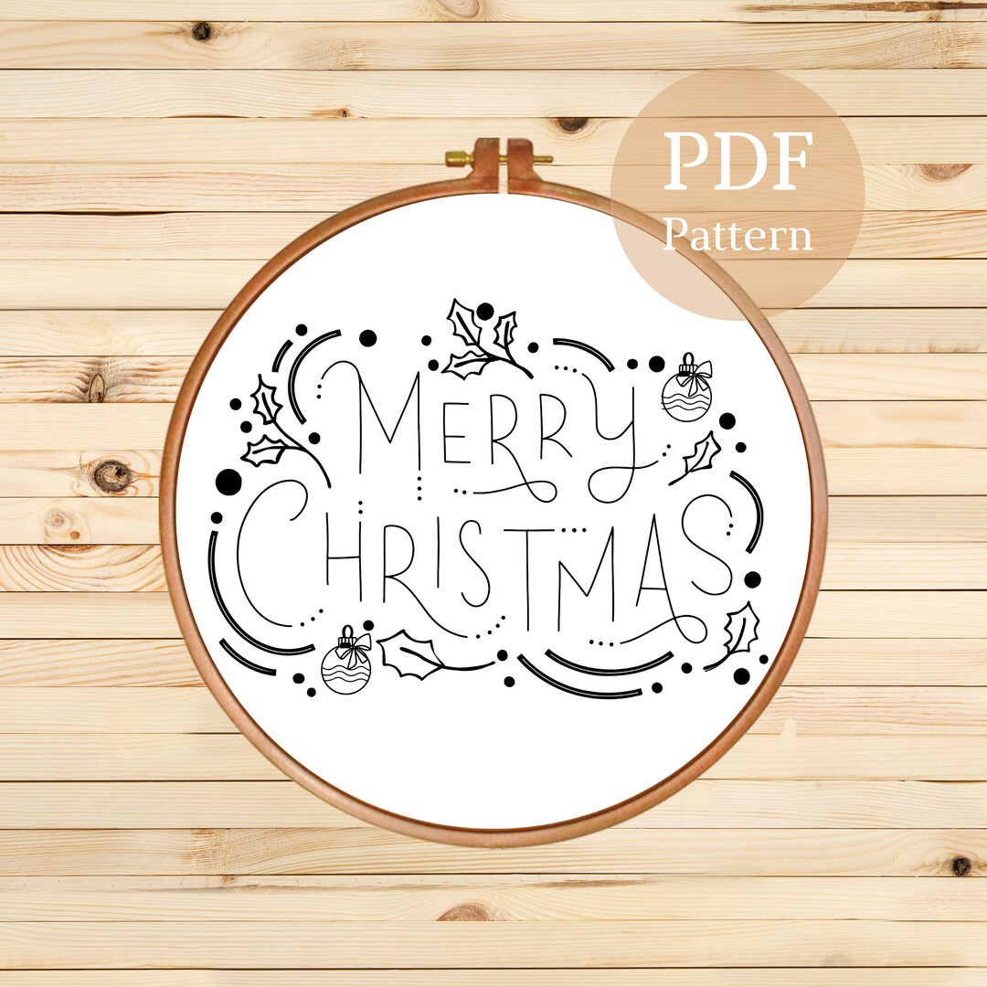 Merry Christmas Hand Embroidery Pattern: Holiday Hoop Art (PDF Pattern ...