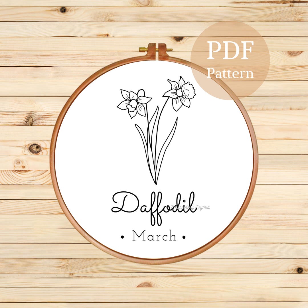 Daffodil Hand Embroidery Design: March Birth Flower (PDF Pattern) - Etsy