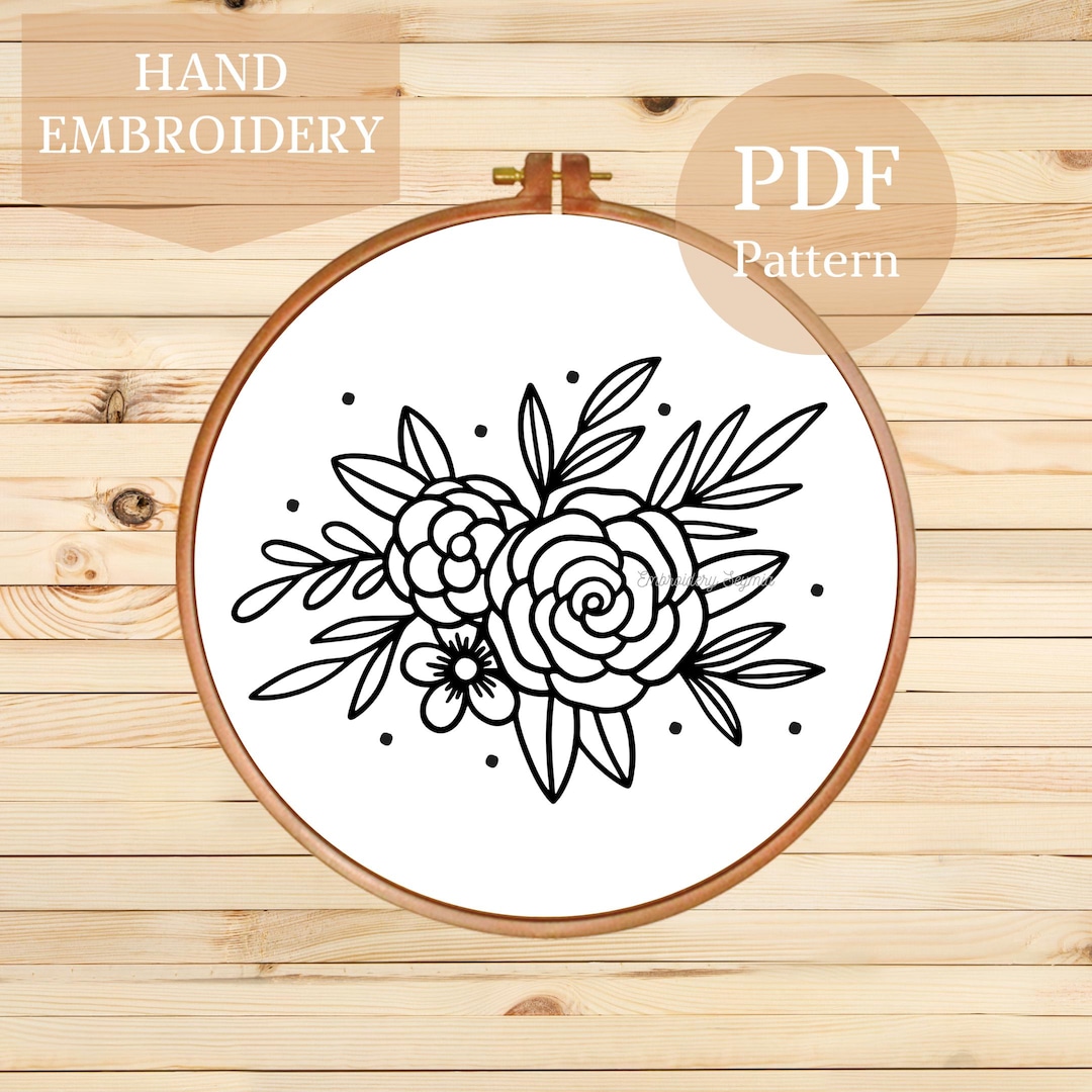 Floral Embroidery Pattern: Beginner DIY Botanical Design (PDF Download ...