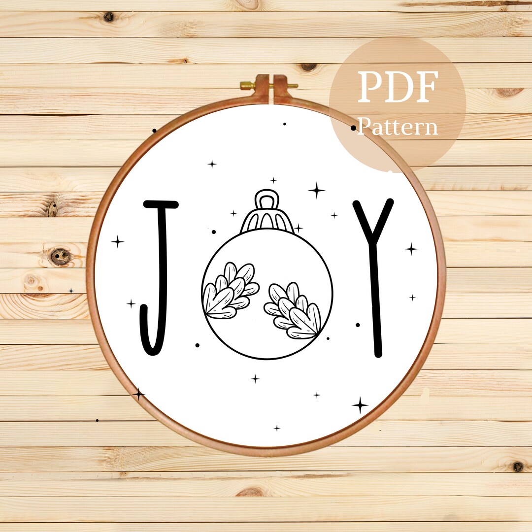 Joy Hand Embroidery Pattern, Christmas Embroidery Pattern, Embroidery ...