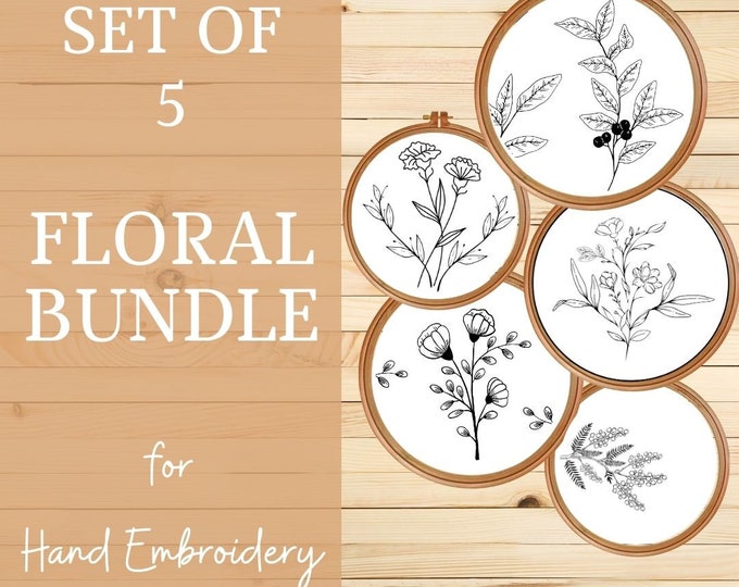 Simple Flowers Embroidery Pattern BUNDLE, Easy Floral Hand Embroidery ...