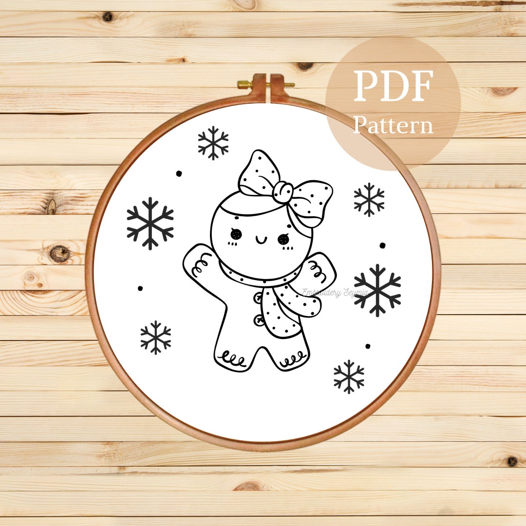Gingerbread Girl Embroidery Design, Hand Embroidery Instant Download ...