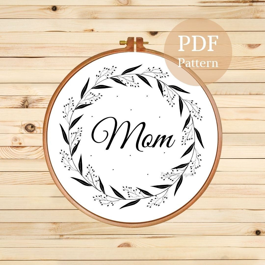 Floral Mom Embroidery Pattern | DIY Mother's Day Gift (PDF Pattern) - Etsy