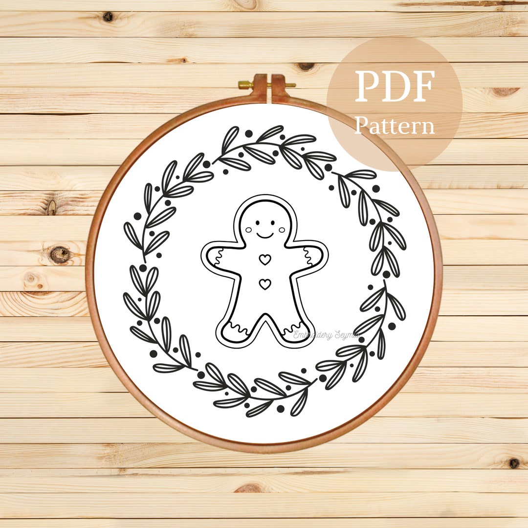 Gingerbread Man Embroidery Design, Hand Embroidery Instant Download PDF ...