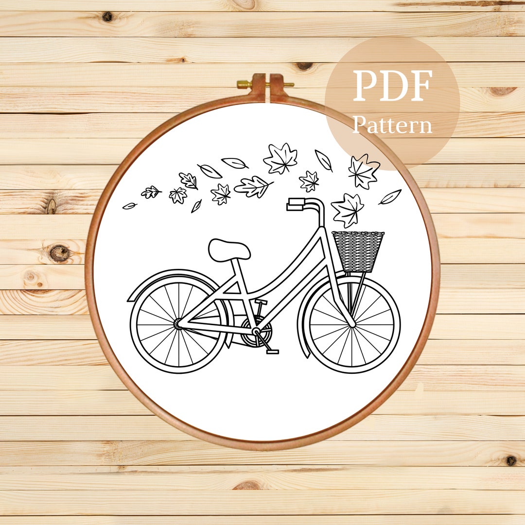 Autumn Bicycle Hand Embroidery Pattern: Fall Leaves (PDF Pattern) - Etsy