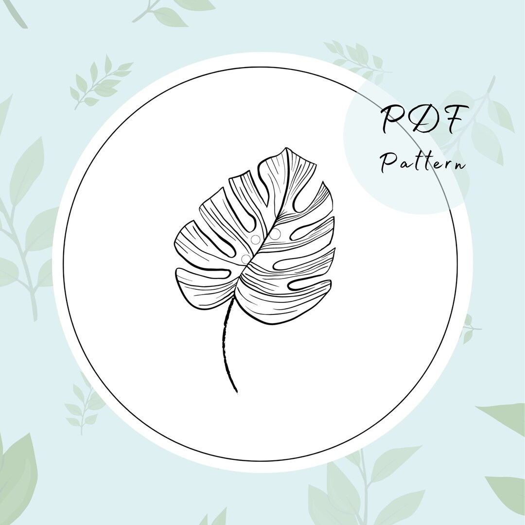 Monstera Handmade Embroidery Pattern PDF Pattern Instant - Etsy