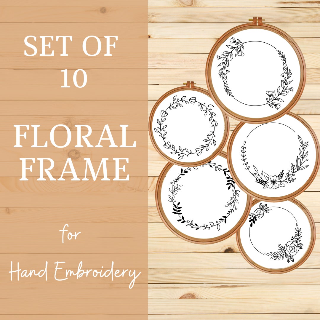 Floral Embroidery Frame Pattern Bundle: DIY Wreath Designs (PDF ...