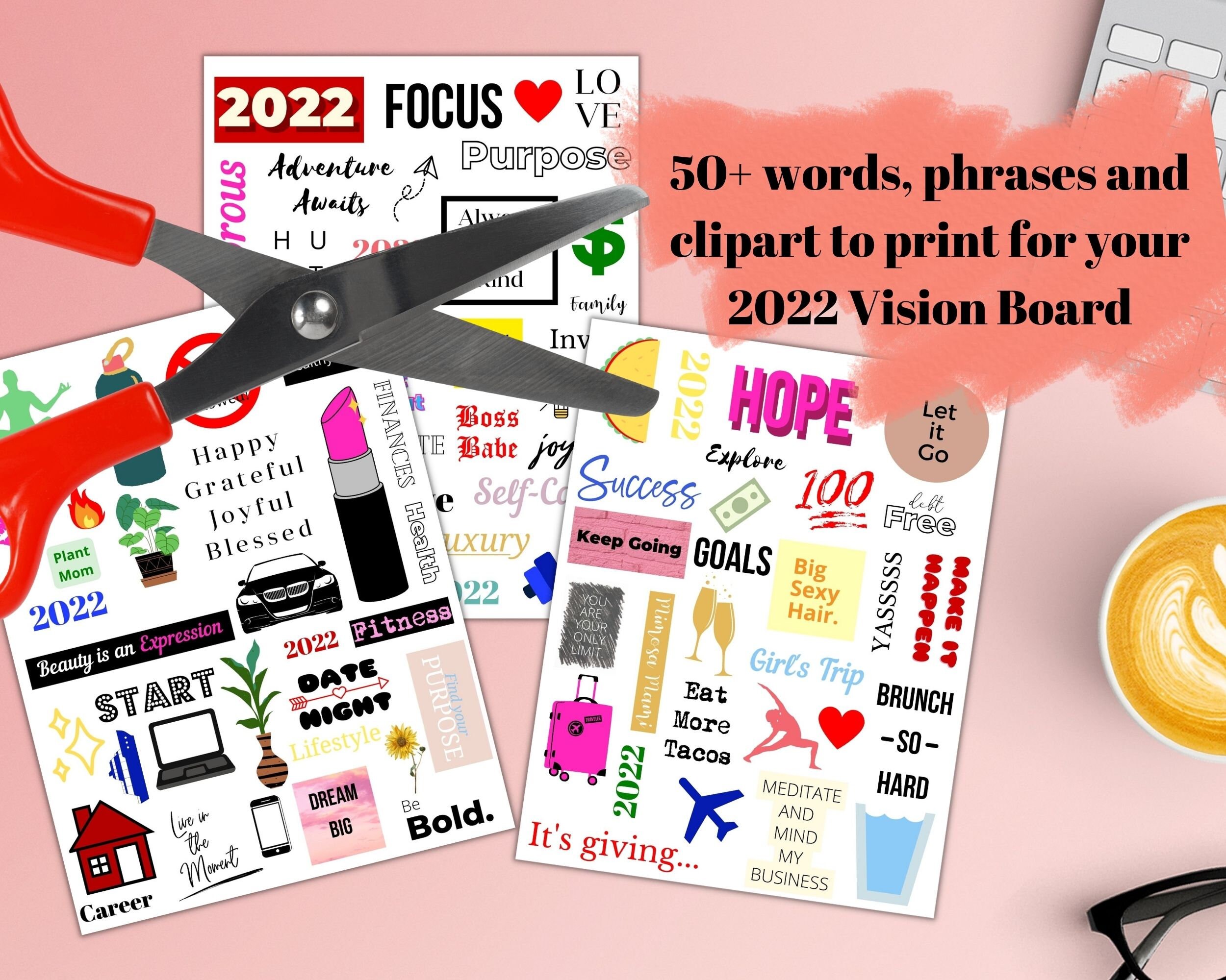 Vision Board Words Quotes and Clip Art Printable Affirmations Instant ...