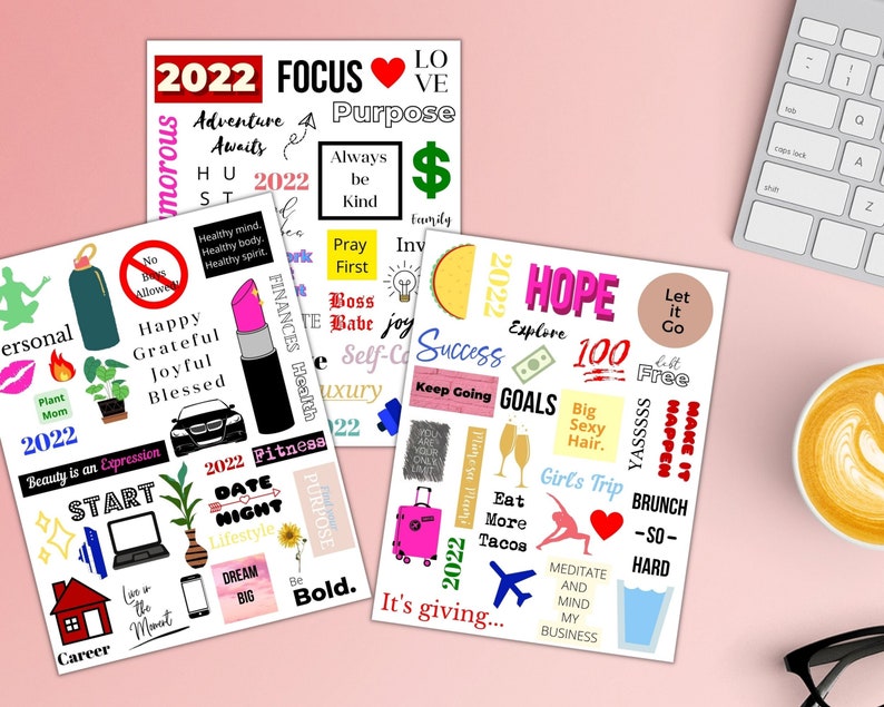 Vision Board Words Quotes and Clip Art Printable Affirmations Instant ...