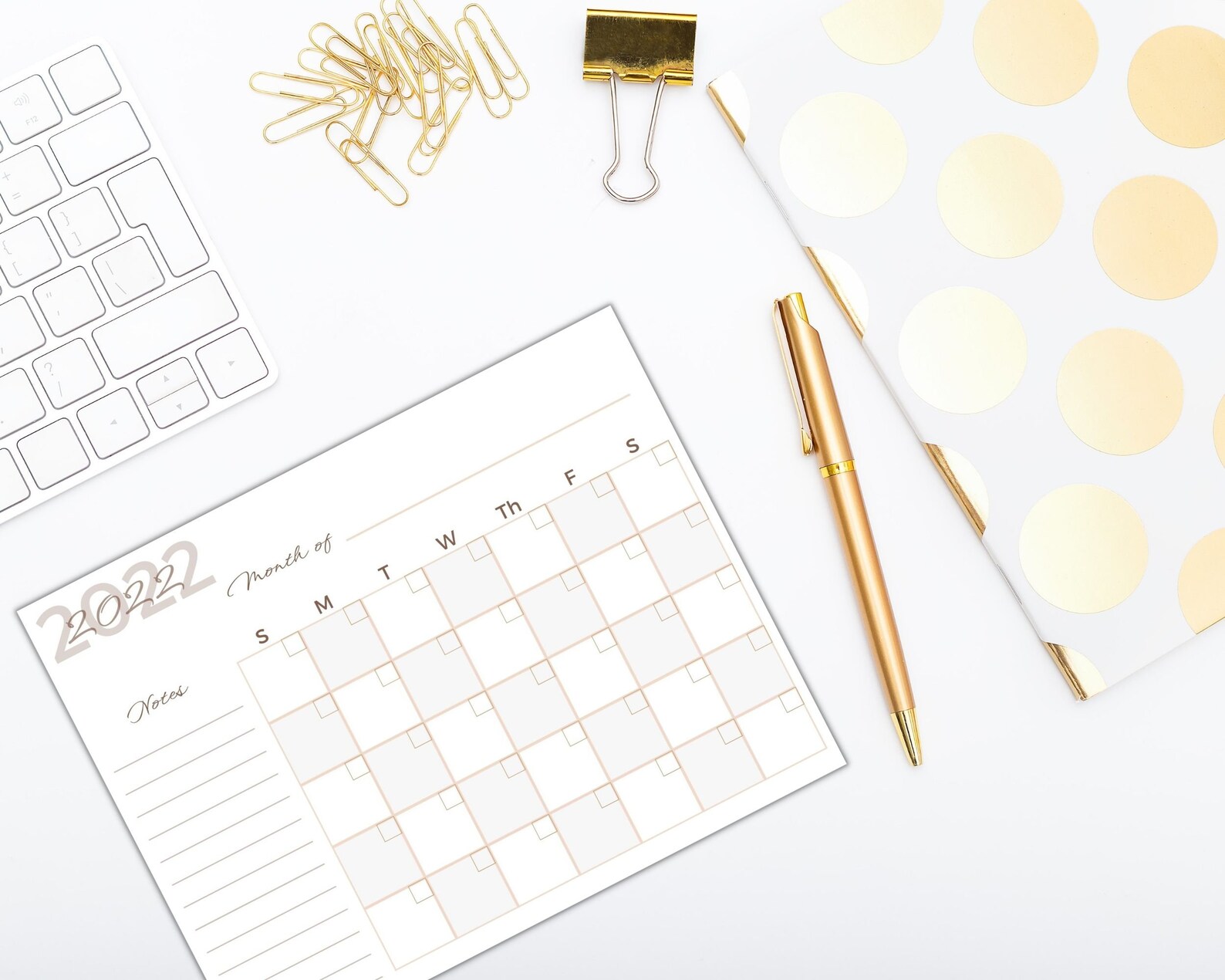 2022 Blank Month/date Calendar Landscape, Printable Calendar Template ...