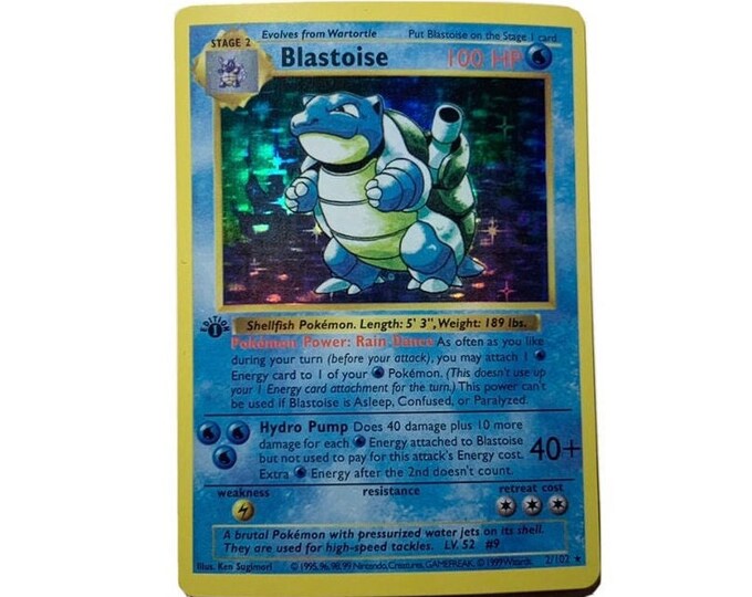 1st Edition Shadowless Blastoise Proxy Holo Card 2/102 - Etsy