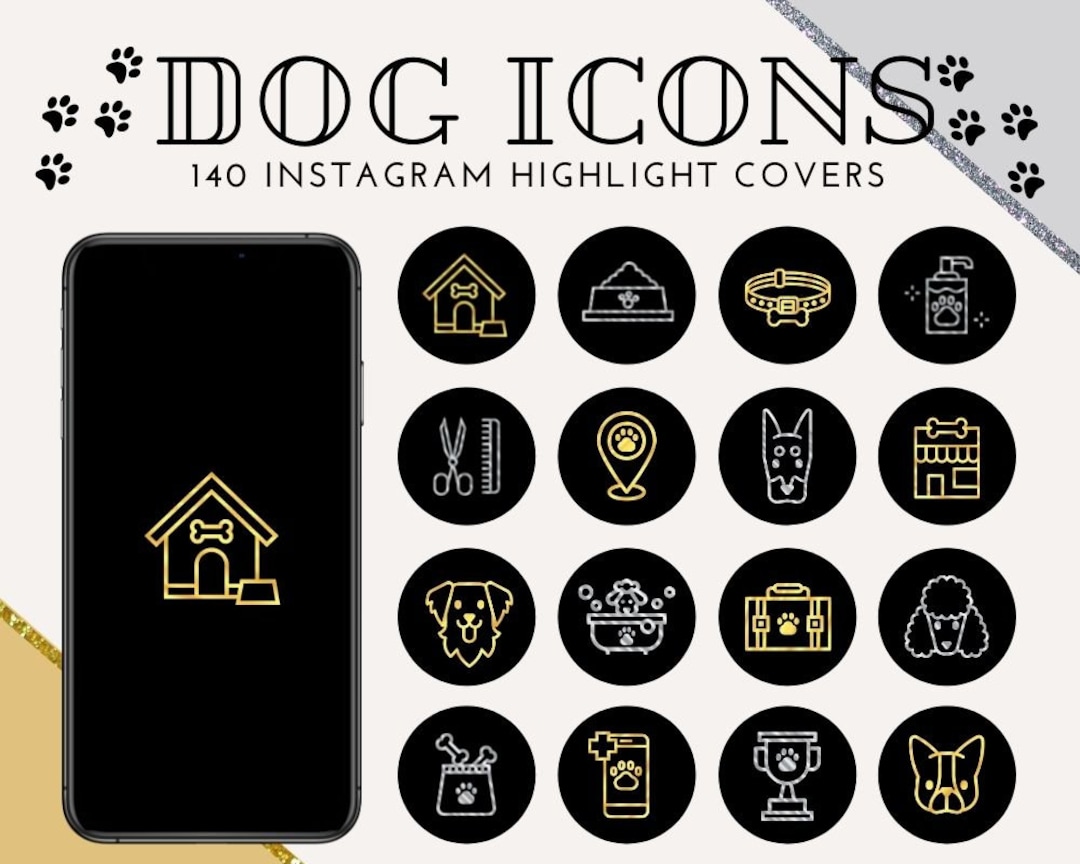 Dog Instagram Highlight Covers - Gold & Silver - Pet Highlights ...
