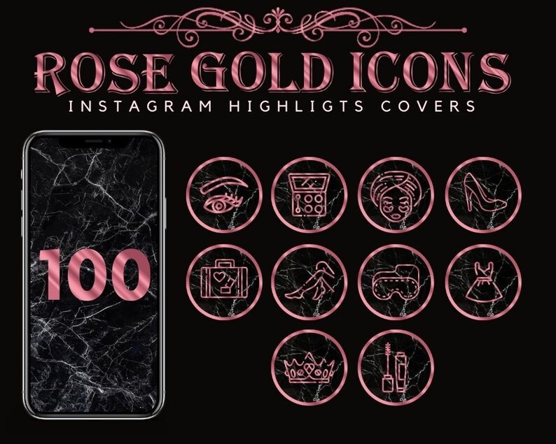 Rose Gold Instagram Highlight Covers - Instagram Story Icons - Social ...