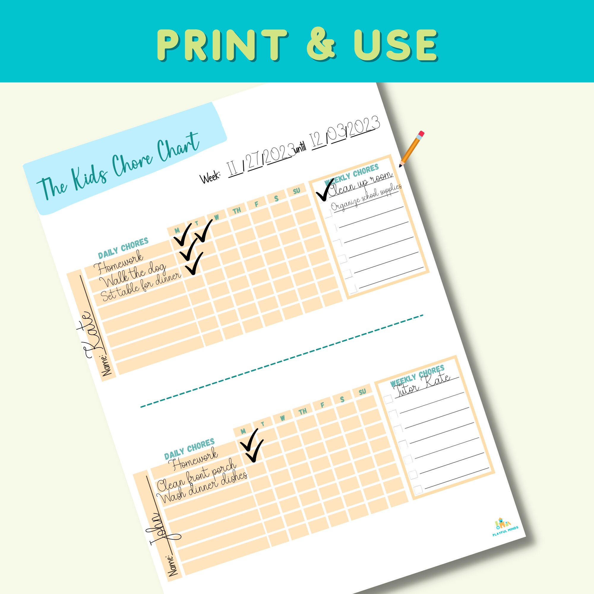 School Counselor Chore Chart for Kids Family Chore Chart Printable ...