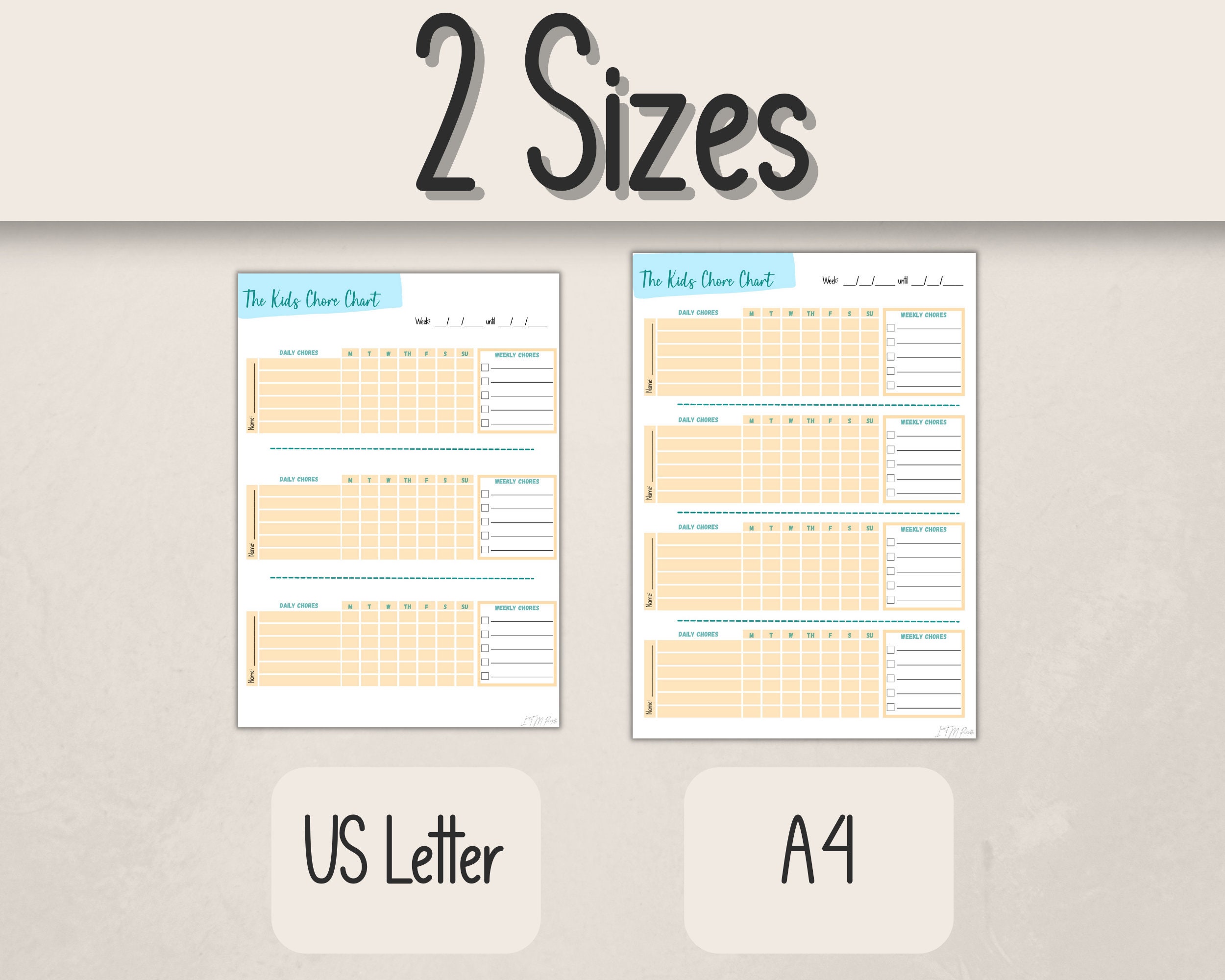 Kids Chore Chart | Printable Chore Chart | Responsibility Chart | 2, 3 ...