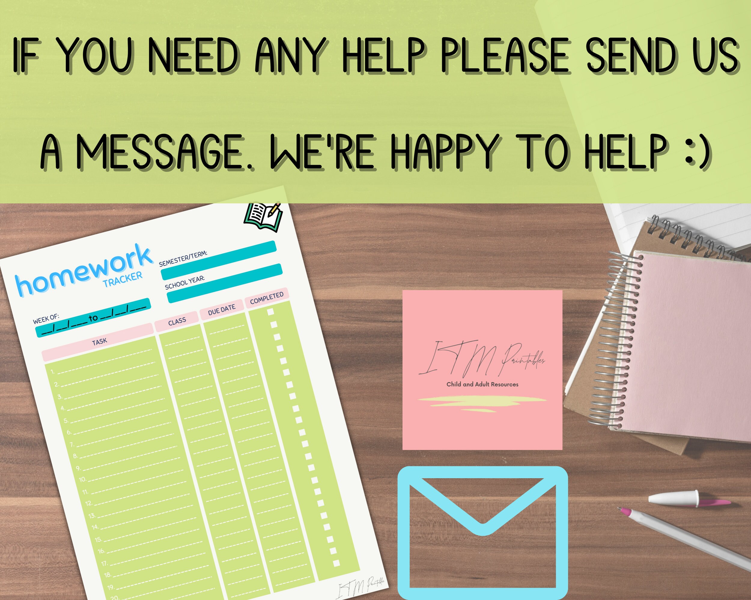 Study Planner Homework Tracker Printable Study Checklist School ...