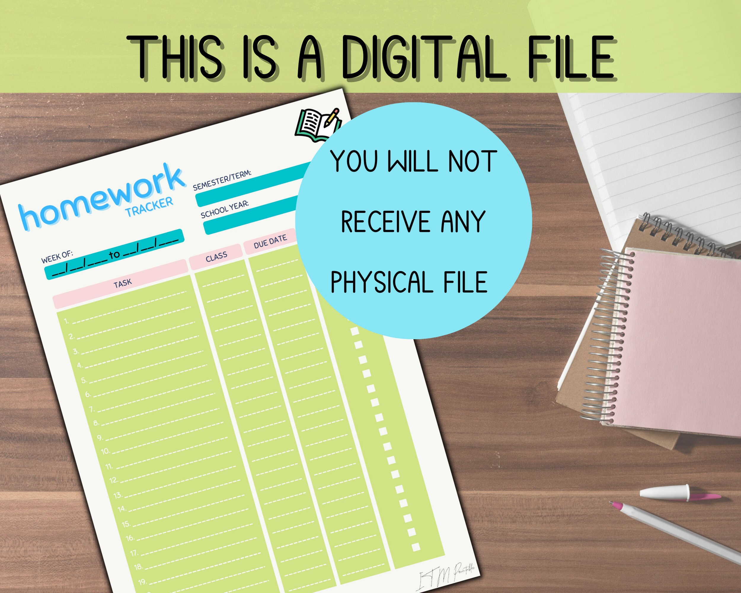 Study Planner Homework Tracker Printable Study Checklist School ...